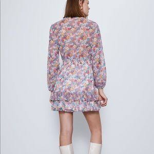 Zara | Dresses | Zara Ruffled Floral Print Long Sleeve Mini Dress Size ...